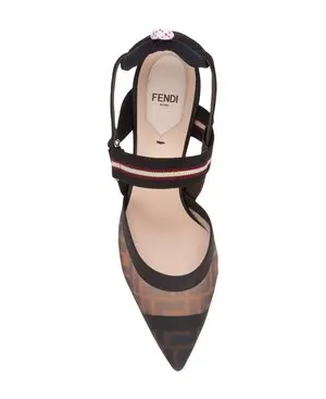 Fendi Multicolor Tech Mesh High-heeled Slingbacks - Brown