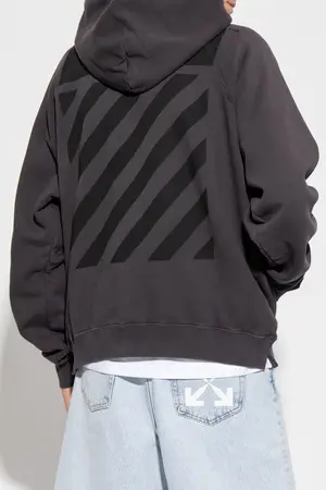Off-White Diagonal Stripe Cotton Hoodie