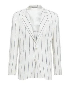 Brunello Cucinelli Striped Tailored Blazer - White