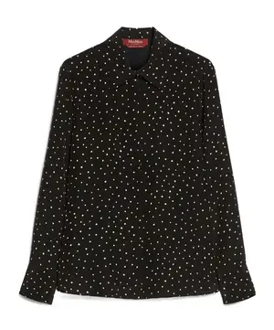 Max Mara Printed Silk Shirt With Gemstone Buttons