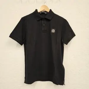 Stone Island Logo Patch Short Sleeve Polo Shirt - Black
