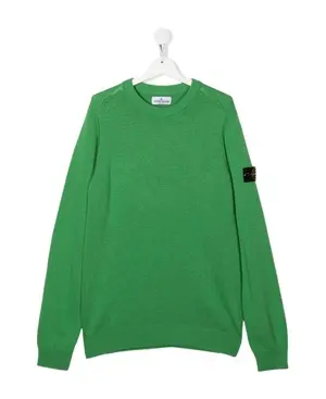 Stone Island Round Neck Long Sleeve Sweater - Green