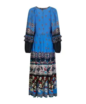 Farm Rio V-neck Maxi Dress With Long Balloon Sleeves And Printed Fabric