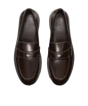 Tory Burch Logo-plaque Lug Sole Loafers - Cocoa