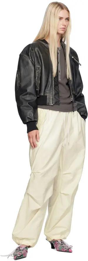 Acne Studios Wide-leg Drawstring Trousers With Frill Detail