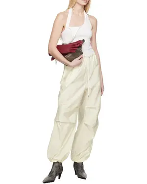 Acne Studios Wide-leg Drawstring Trousers With Frill Detail