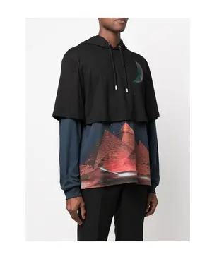 LANVIN Sci-fi Print Layered Hoodie