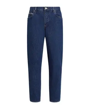 Dolce & Gabbana Logo Plaque Straight Leg Jeans - Blue