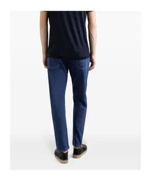 Dolce & Gabbana Logo Plaque Straight Leg Jeans - Blue