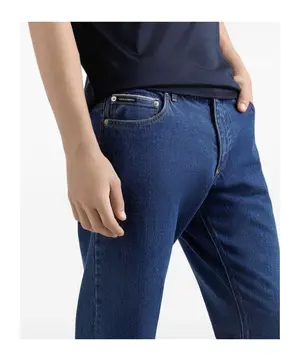 Dolce & Gabbana Logo Plaque Straight Leg Jeans - Blue