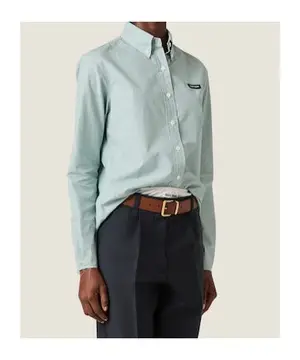 Miu Miu Logo Embroidered Checked Shirt