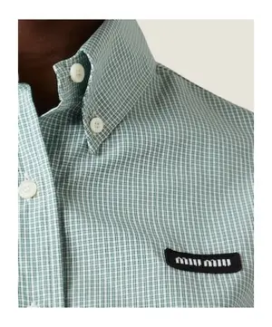 Miu Miu Logo Embroidered Checked Shirt