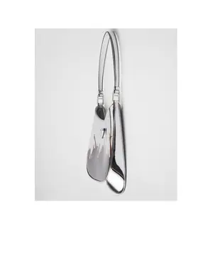 Prada Cleo Printed Brushed Leather Shoulder Bag - Silver