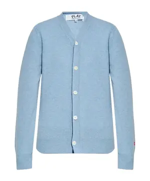 Play Comme Des Garcon Long Sleeve Cardigan - Light Blue