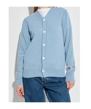 Play Comme Des Garcon Long Sleeve Cardigan - Light Blue