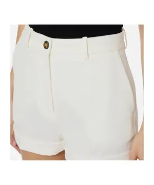 Elisabetta Franchi Lightweight Crêpe Shorts With Logo Button Detail - Ivory