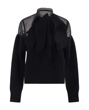 Sacai Chiffon Insert Knitted Pullover