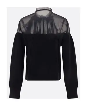 Sacai Chiffon Insert Knitted Pullover