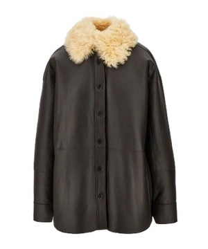Acne Studios Shearling Collar Shirt Jacket - Coffee Brown