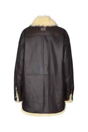 Acne Studios Shearling Collar Shirt Jacket - Coffee Brown