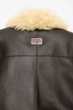Acne Studios Shearling Collar Shirt Jacket - Coffee Brown