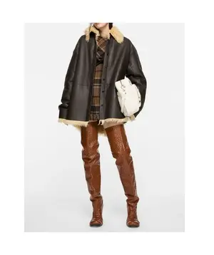 Acne Studios Shearling Collar Shirt Jacket - Coffee Brown