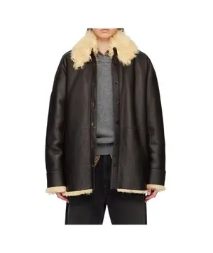 Acne Studios Shearling Collar Shirt Jacket - Coffee Brown