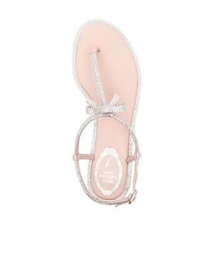 Rene Caovilla Caterina Embellished Bow Sandals - White