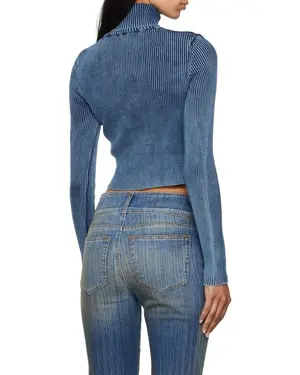 DIESEL® High-neck Cropped Ribbed Top With Embellished Logo