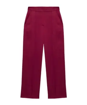 Simkhai Kyra Satin Wide Leg Pants - Cranberry