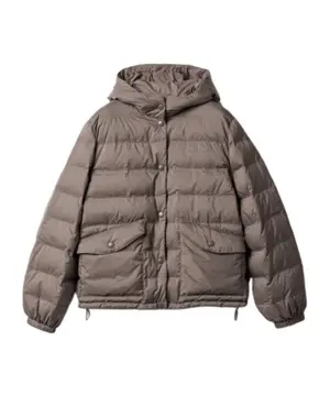 Miu Miu Quilted Down Jacket With Hood - Grey