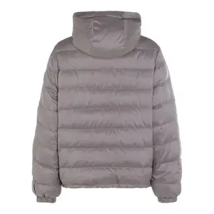 Miu Miu Quilted Down Jacket With Hood - Grey