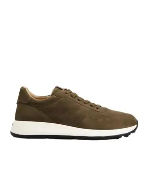 TOD'S Suede Round Toe Lace-up Sneakers - Green