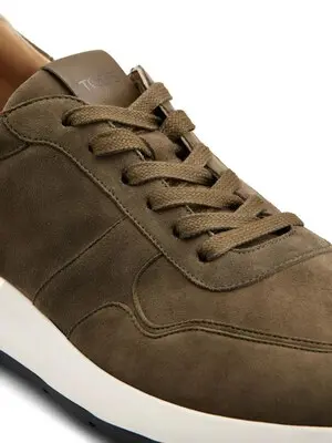 TOD'S Suede Round Toe Lace-up Sneakers - Green