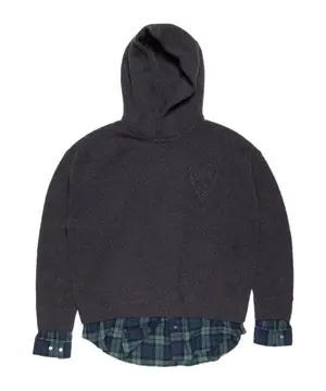 Acne Studios Layered Yak-blend Hoodie With Flannel Shirting Details - Black