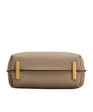 TOD'S T-plaque Belt Detail Calfskin Leather Tote Bag - Beige