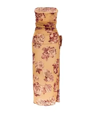 Magda Butrym Strapless Floral Embellished Midi Dress