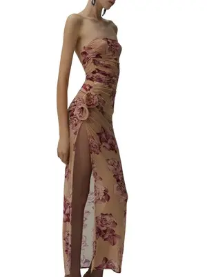 Magda Butrym Strapless Floral Embellished Midi Dress
