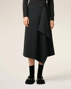 AMI Paris Midi Wrapped Skirt - Anthracite