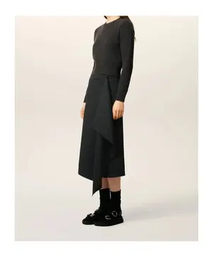 AMI Paris Midi Wrapped Skirt - Anthracite