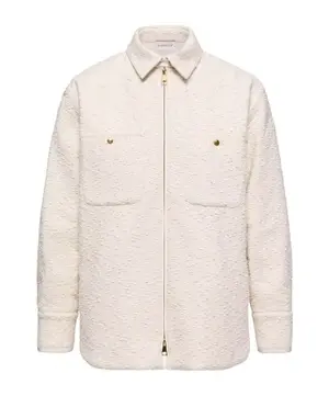 Moncler Zip-up Padded Shirt Jacket With Leather Logo Patch