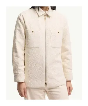 Moncler Zip-up Padded Shirt Jacket With Leather Logo Patch