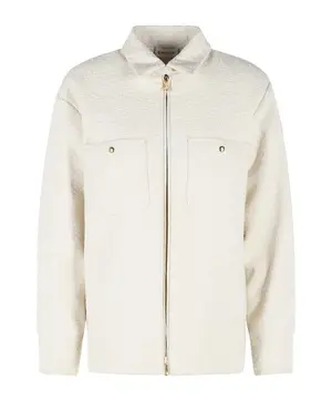 Moncler Zip-up Padded Shirt Jacket With Leather Logo Patch