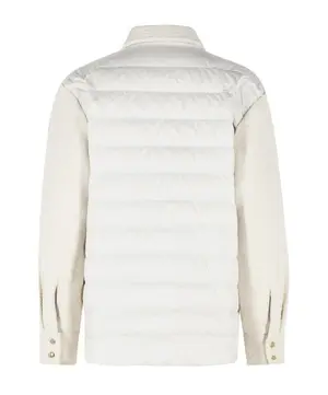 Moncler Zip-up Padded Shirt Jacket With Leather Logo Patch