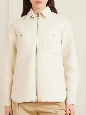 Moncler Zip-up Padded Shirt Jacket With Leather Logo Patch