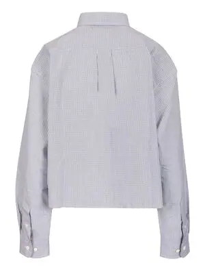 Miu Miu Checked Cropped Poplin Shirt - Blue