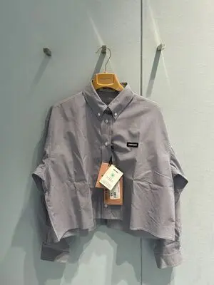 Miu Miu Checked Cropped Poplin Shirt - Blue