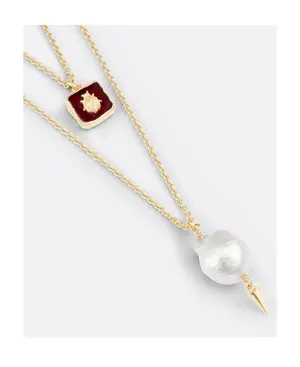 Dior Jardin D'hiver Multi-chain Necklace With Pearl And Ladybug Pendant