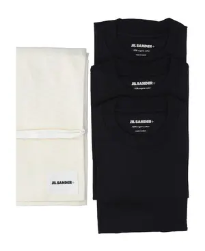 JIL SANDER Pack Of Three Crewneck Cotton T-shirts With Logo Patch