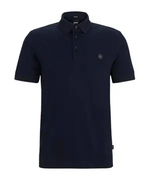Hugo Boss Double-monogram Patch Polo Shirt - Black